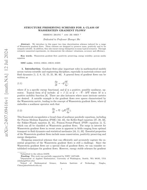 Pdf Structure Preserving Schemes For A Class Of Wasserstein Gradient Flows