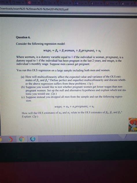 Solved Consider The Following Regression Model Wage I Chegg