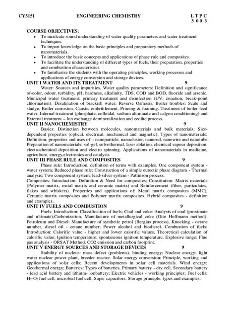 Syllabus Cy3151 Engg Chemistry Theory Lab Pdf