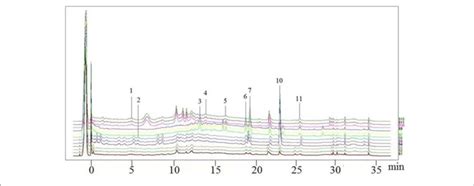 The Overlapping Hplc Characteristic Chromatograms Of The Four