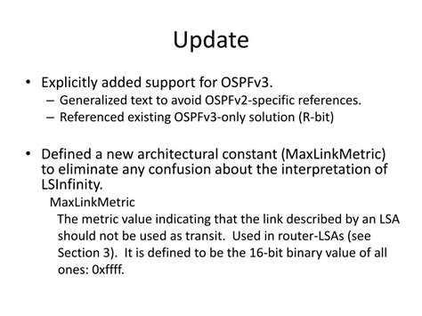 Ppt Ospf Stub Router Advertisement Draft Ietf Ospf Rfc3137bis 02