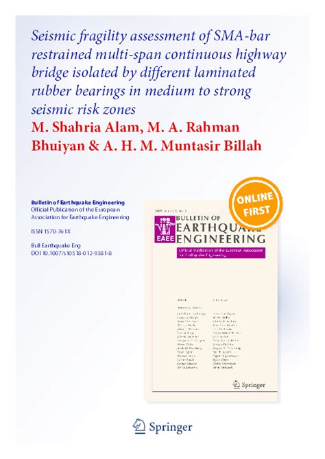 Pdf Seismic Fragility Assessment Of Sma Bar Restrained Multi Span Continuous Highway Bridge