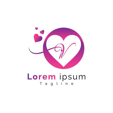 Letter V Love Heart Logo Icon And Illustration Template Vector Art At Vecteezy