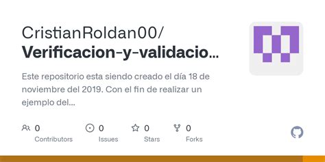 github cristianroldan00 verificacion y validacion 1 este repositorio esta siendo creado el