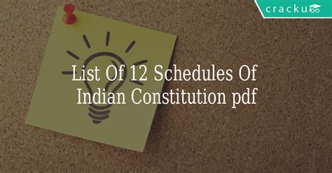 List Of 12 Schedules Of Indian Constitution Pdf Cracku