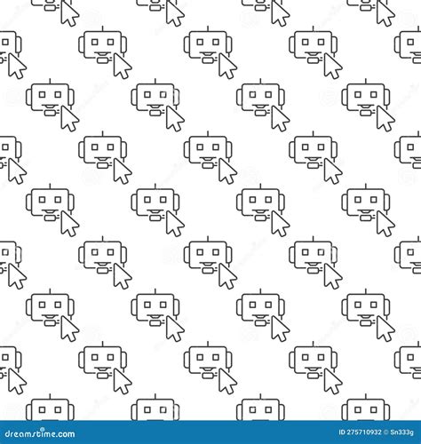 Mouse Cursor On Chatbot Sign Vector Outline Seamless Pattern Stock Illustration Illustration