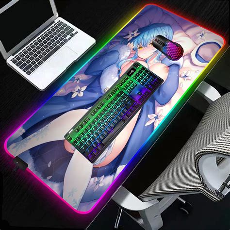 RGB Mouse Pad Anime Girl Sexy LED Gaming Mouse Pad Game Keyboard Pad Computer Carpet Desk Mat PC