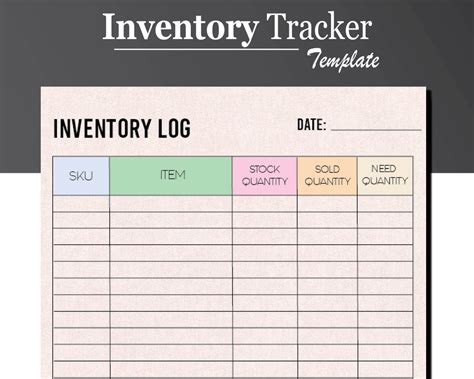 Inventory Tracker Inventory Template Inventory Log Inventory Sheet Inventory Form