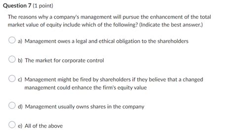 Solved Question 7 1 ﻿pointthe Reasons Why A Companys