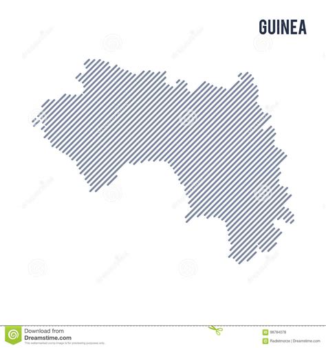 Vector Abstract Hatched Map Of Guinea With Oblique Lines Isolated On A White Background Stock