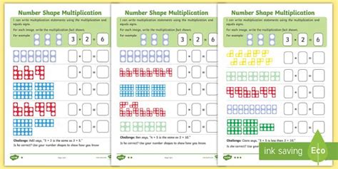 Ks1 Numicon Shape Multiplication Worksheets