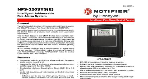 nfs 320sys e intelligent addressable fire alarm system 58 off