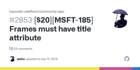 [ 20][msft 185] frames must have title attribute · issue 2853 · topcoder platform community app