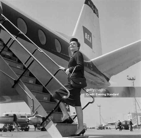 Stewardess Catherine Smith Modelling The New Summer Uniform For Bea
