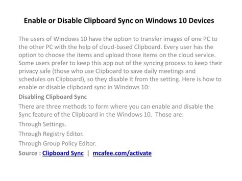 PPT Enable Or Disable Clipboard Sync On Windows 10 Devices PowerPoint Presentation ID 9952206