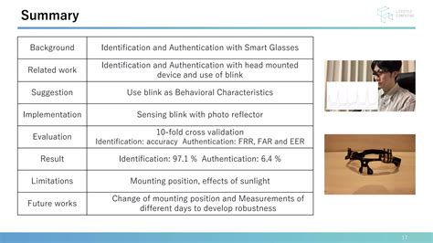 Identification And Authentication Using Blink With Smart Glasses Ppt