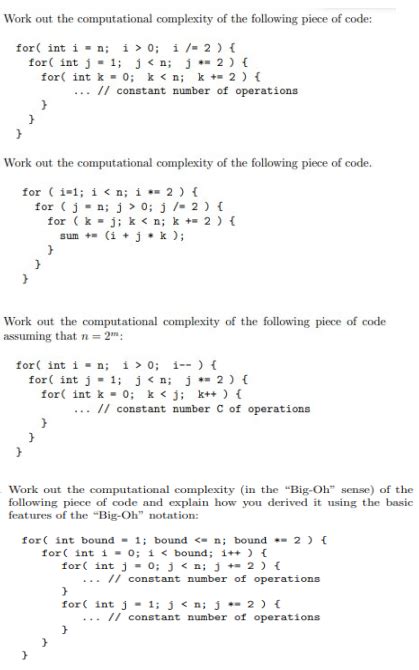 solved work out the computational complexity of the