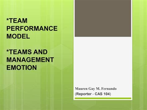 Team Performance Model Ppt