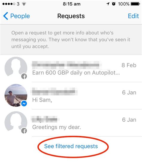 how to find hidden message requests on facebook messenger business