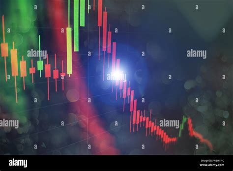 Technical Price Graph And Indicator Red And Green Candlestick Chart On