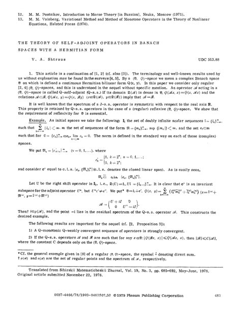 Pdf The Theory Of Self Adjoint Operators In Banach Spaces With A Hermitian Form