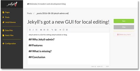 Jekyll Admin A New Gui For Jekyll Local Editing Webjeda