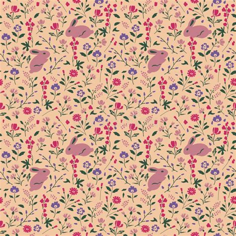 Seamless Rabbits And Flowers Stock Vector Illustration Of Ornament Graphic 273301064