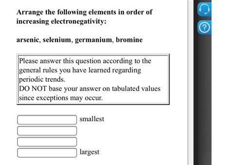 Solved Arrange The Following Elements In Order Of Increasing