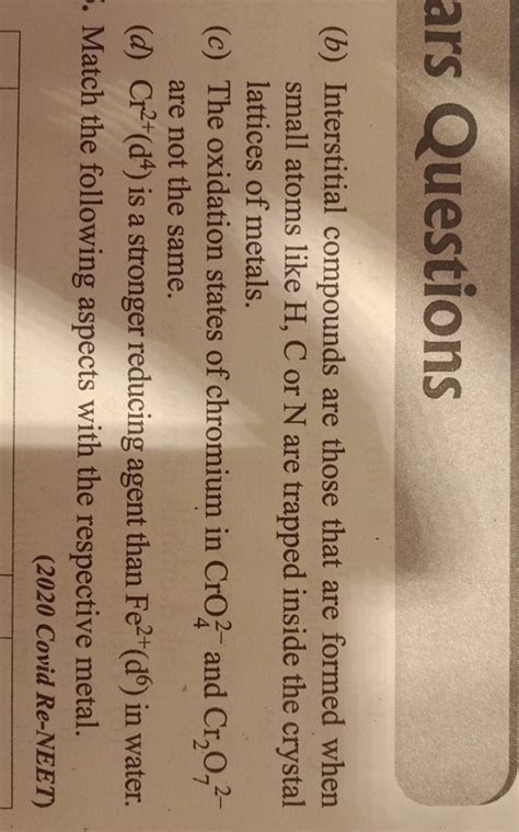 B Interstitial Compounds Are Those That Are Formed When Small Atoms Lik