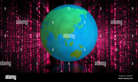 Image Of Globe And Shapes Over Data Processing On Black Background
