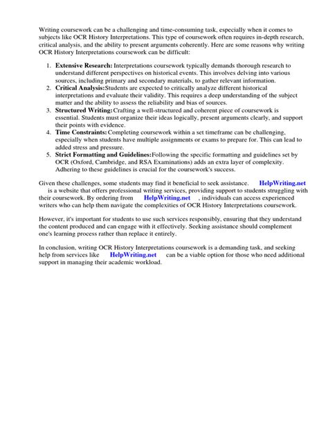 ocr history interpretations coursework example pdf critical