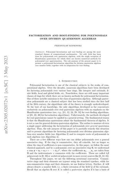 Factorization And Root Finding For Polynomials Over Division Quaternion Algebras Deepai