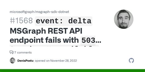 `event Delta` Msgraph Rest Api Endpoint Fails With `503 Service Unavailable` · Issue 1568