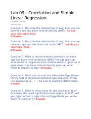 Lab 09 Regression Worksheet Blank Docx Lab 09Correlation And Simple Linear Regression