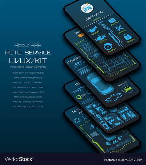 Design Mobile Applications Car Service Royalty Free Vector