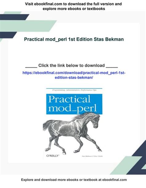 practical mod perl 1st edition stas bekman pdf