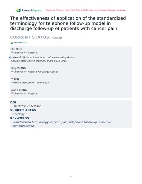 Pdf The Effectiveness Of Application Of The Standardized Terminology For Telephone Follow Up