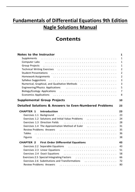 Complete Solution Manual Fundamentals Of Differential Equations 9th
