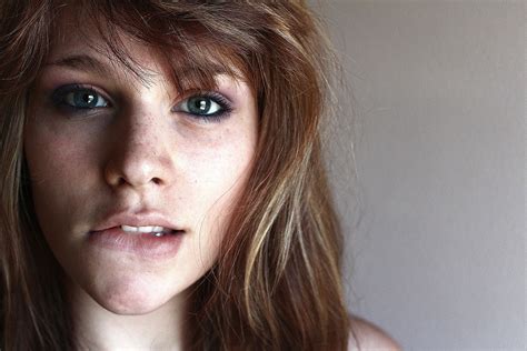 Face Brunette Biting Lip Women Blue Eyes Freckles Hd Wallpaper Rare Gallery