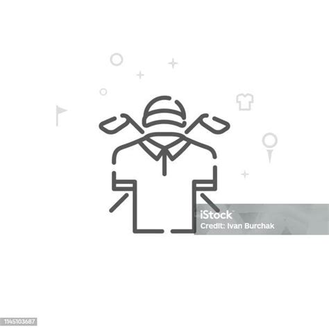 골프 클럽 셔츠 엠 블 럼 벡터 라인 아이콘 기호 그림 기호입니다 빛 추상적인 기하학적 배경입니다 편집 가능한 스트로크 개성 개념에 대한 스톡 벡터 아트 및 기타 이미지