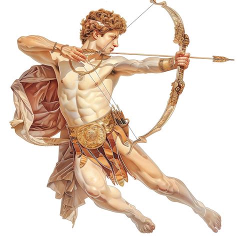 Yound Apollo With Bow And Arrow Mythology Premium Ai Generated Image