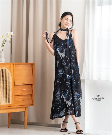 GT Print 細肩帶A字長洋裝 GEORGIA TSAO 台灣設計師印花服飾品牌