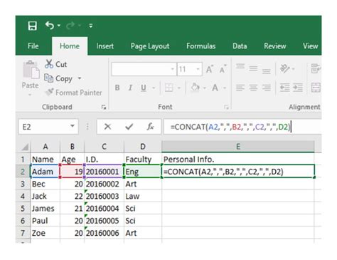 Windows And Office Excel Text Functions I Concatenating Text Strings
