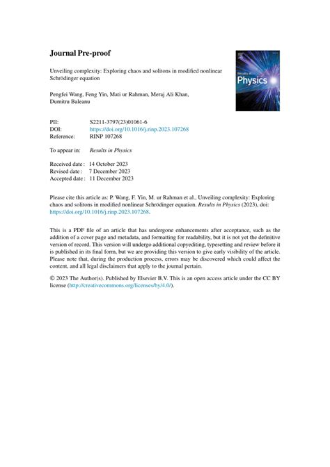 Pdf Unveiling Complexity Exploring Chaos And Solitons In Modified Nonlinear Schrödinger Equation