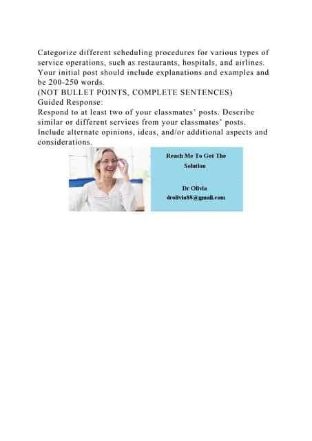 Categorize Different Scheduling Procedures For Various Types Of Servdocx