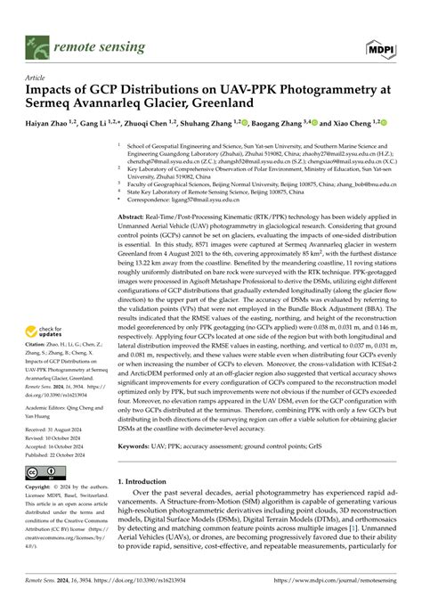 Pdf Impacts Of Gcp Distributions On Uav Ppk Photogrammetry At Sermeq Avannarleq Glacier Greenland