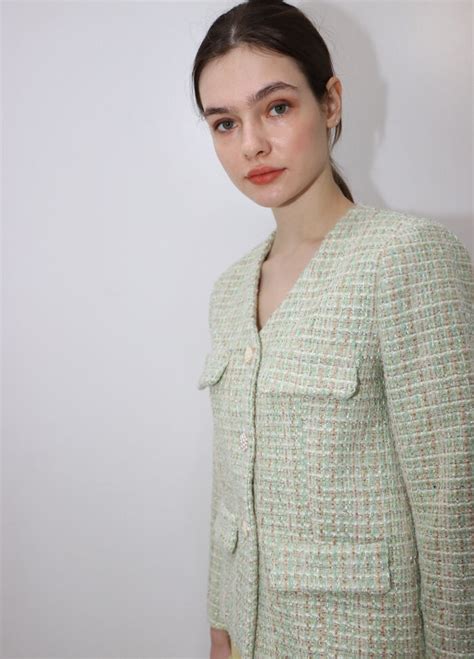 그린 트위드 브이넥 자켓green Tweed V Neck Jk 감도 깊은 취향 셀렉트샵 29cm