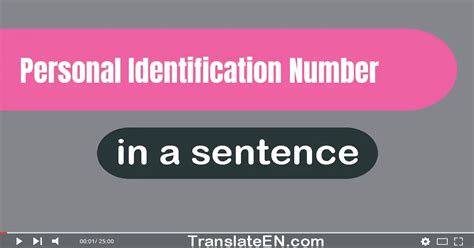 Personal Identification Number In A Sentence