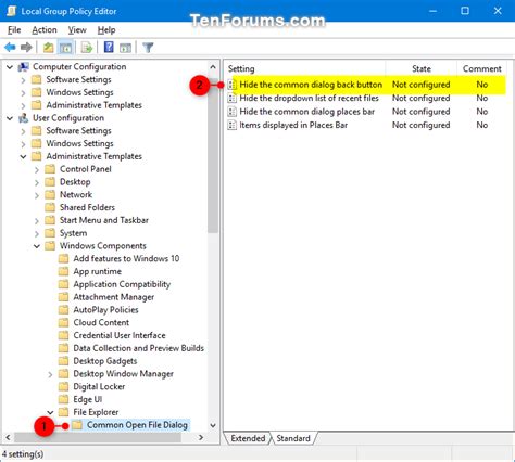 Add Or Remove Back Button In Common Dialog Box In Windows Tutorials