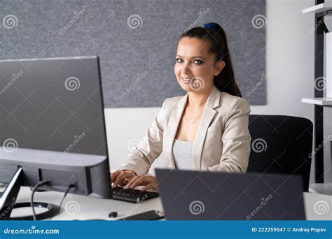 Programmer Woman Coding On Computer Stock Image Image Of Development Multiple